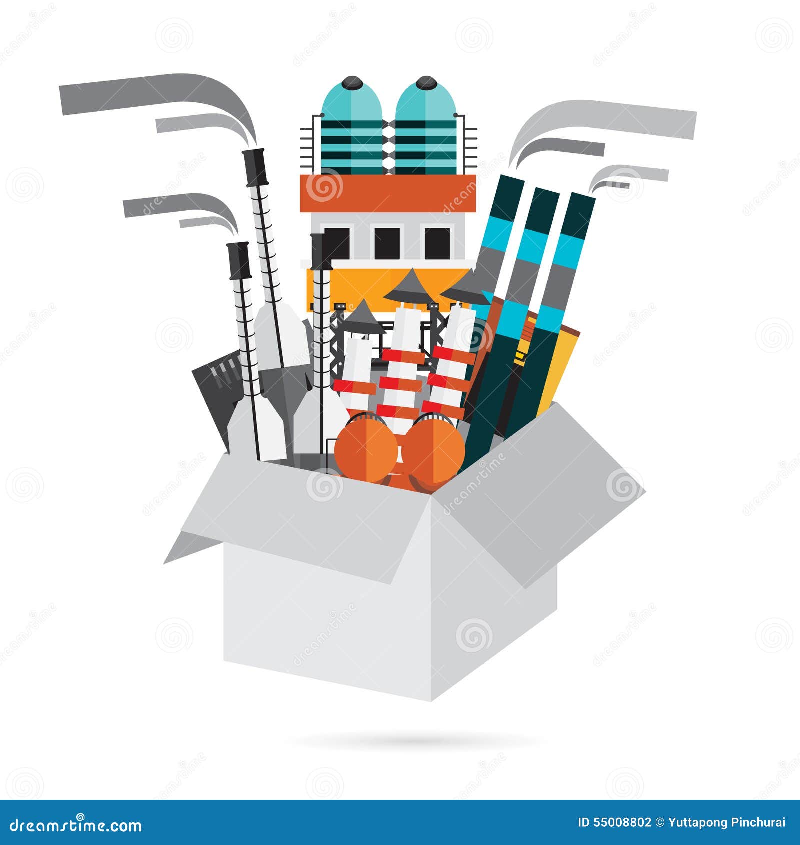 Vector Box Industrial Building Factory Flat Illustrations Stock Vector ...