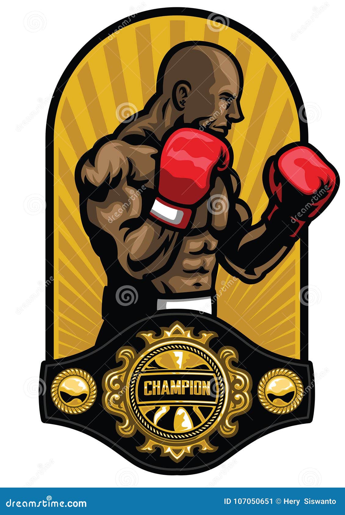 Champion Boxer Winner Hands Up Winning Tournament Championship Vector