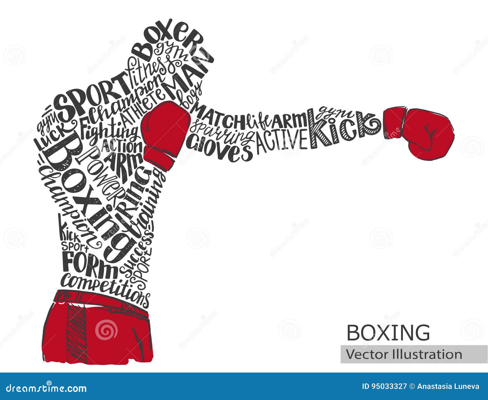 Vector Boxer. Silhouette of the Athlete from the Thematic Words Stock ...