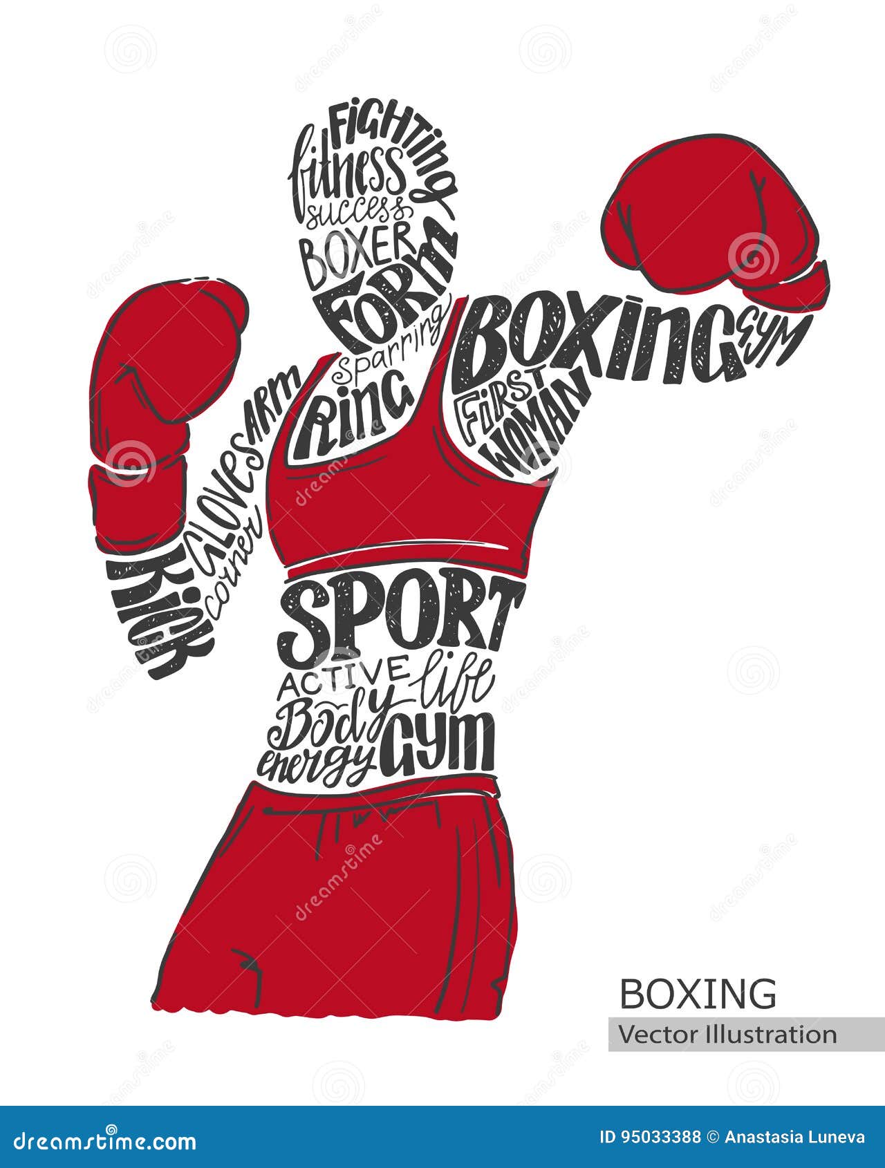 Vector Boxer. Silhouette of the Athlete from the Thematic Words Stock ...