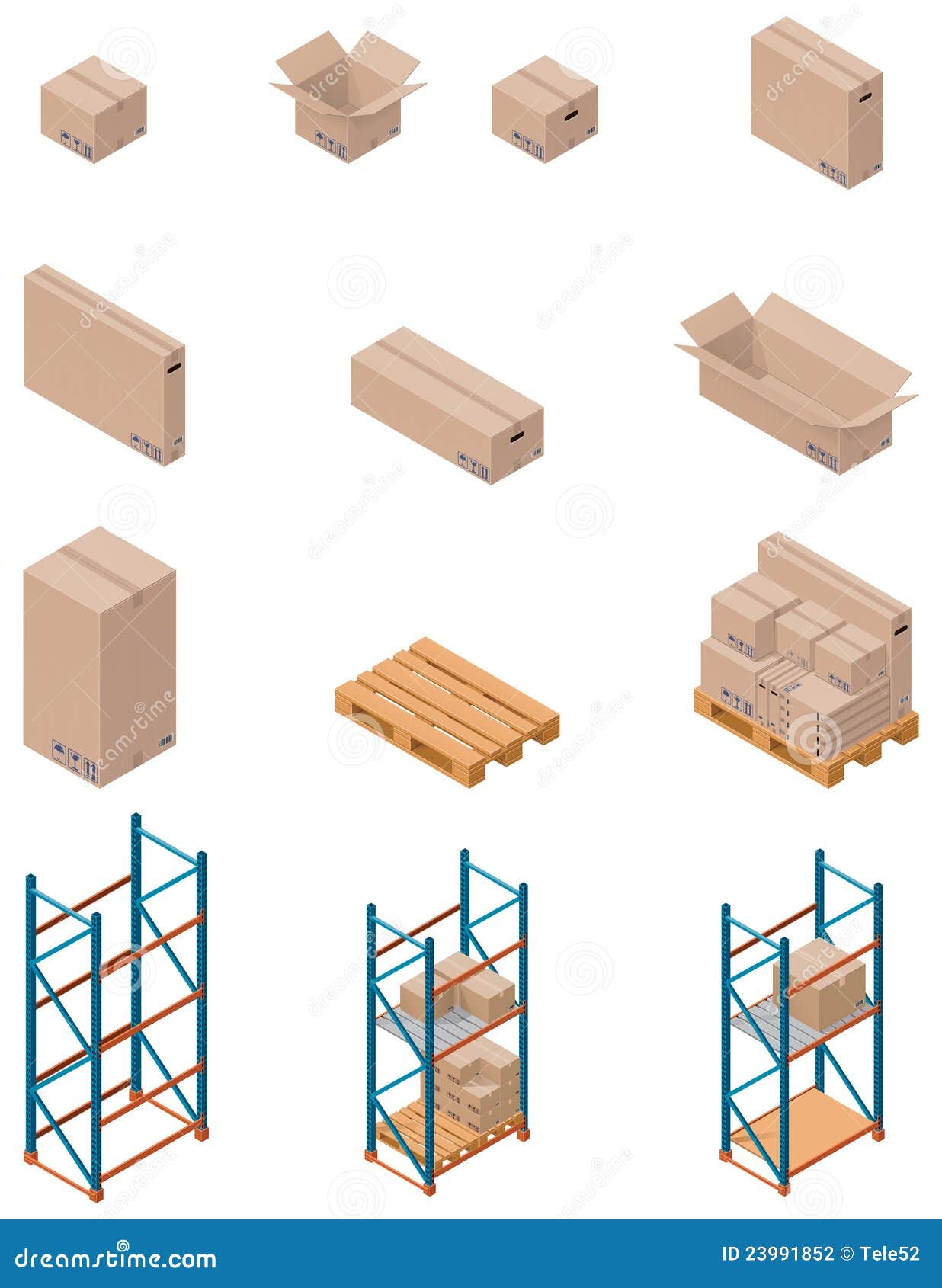 Vector boxes and shelving stock vector. Illustration of delivery - 23991852