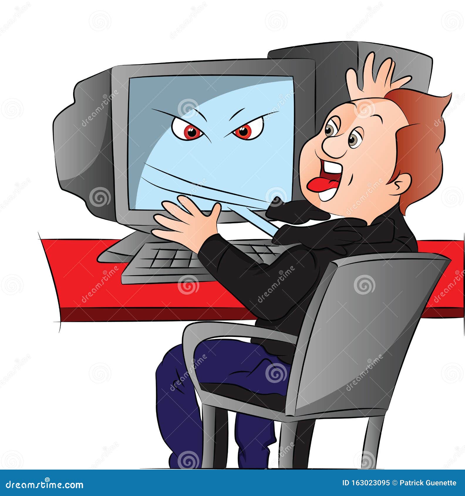 Vector of Boy Attacked by His Computer Stock Vector - Illustration of ...