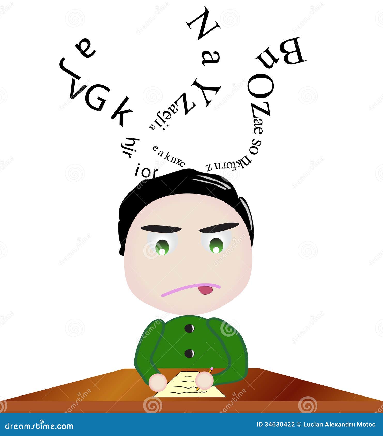 Vector Boy Character Focusing at School Stock Illustration ...