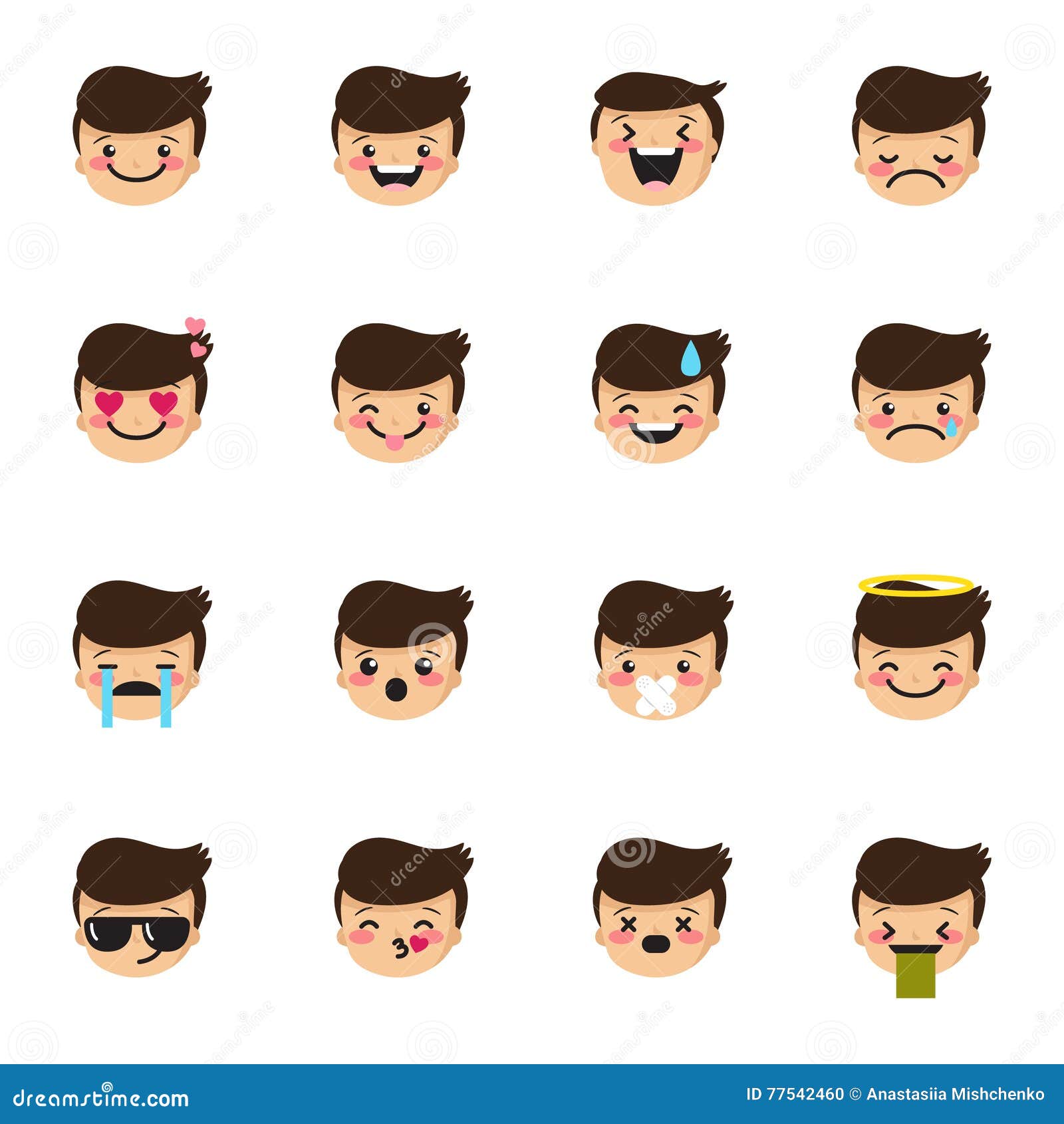 Emoticons Collection. Flat Emoji Set. Cute Smileys Icon Pack. Vector ...