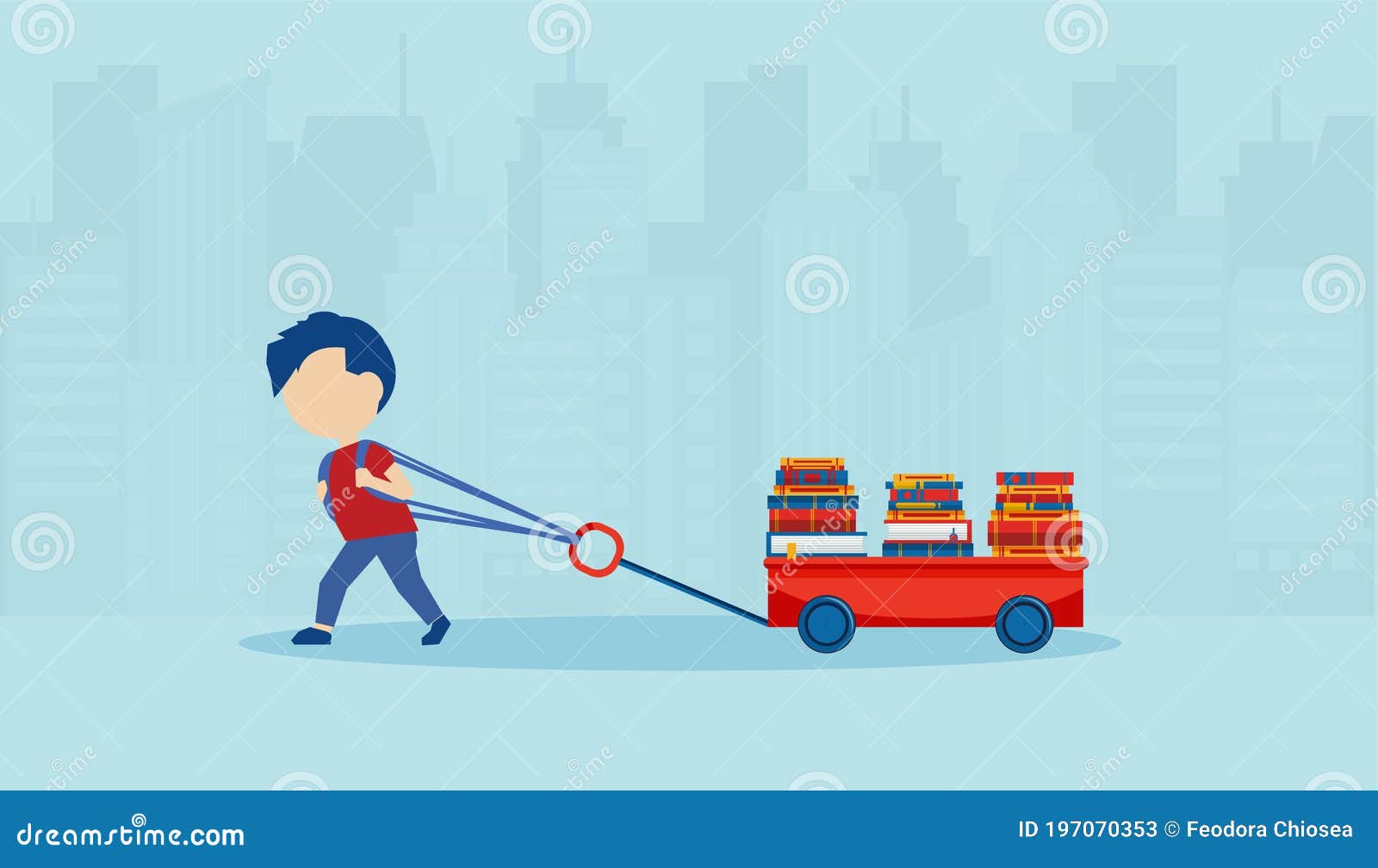 Pulling A Cart Cartoon Vector | CartoonDealer.com #44305925