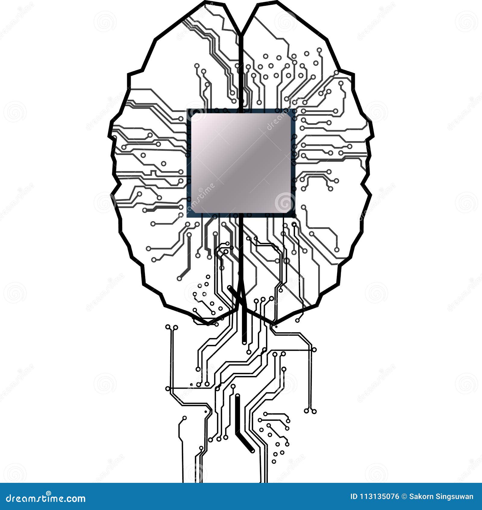 Vector Brain with Circuit Human. Concept Illustration of Proces Stock ...