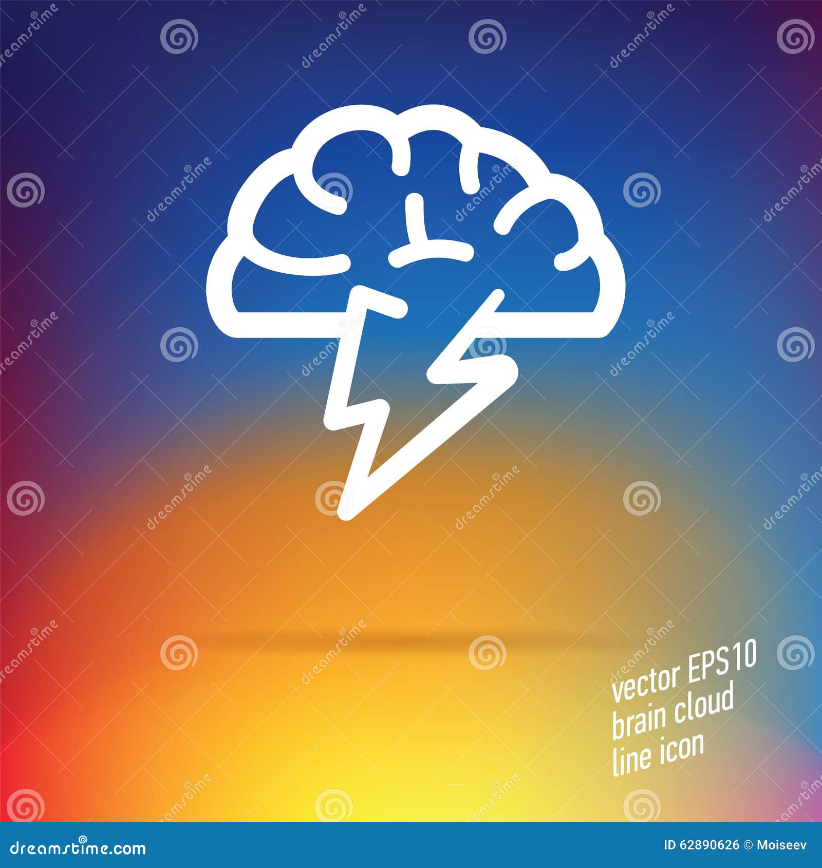 Vector Brain Cloud Thin Line Icon Stock Vector - Illustration of ...