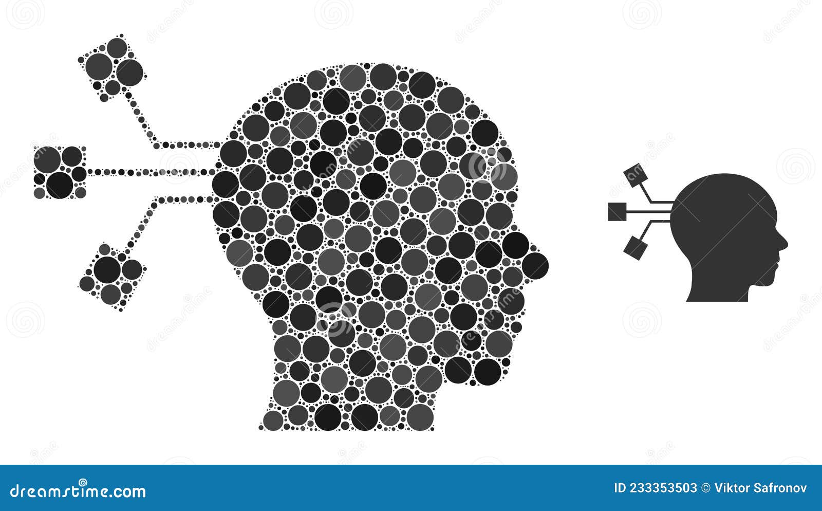 Vector Brain Connection Mosaic of Small Circles Stock Vector ...