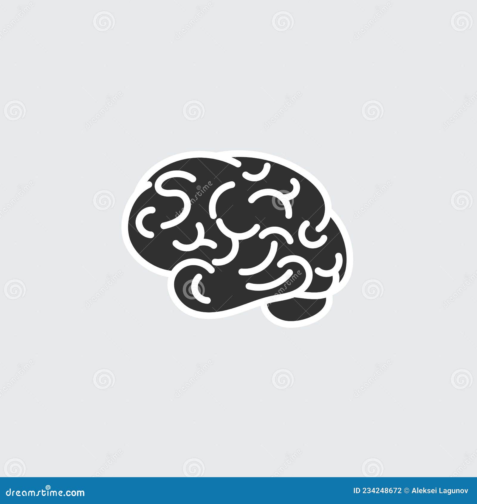 Vector Brain Icon, Minimal Illustration, Human Brain Isolated. Stock ...