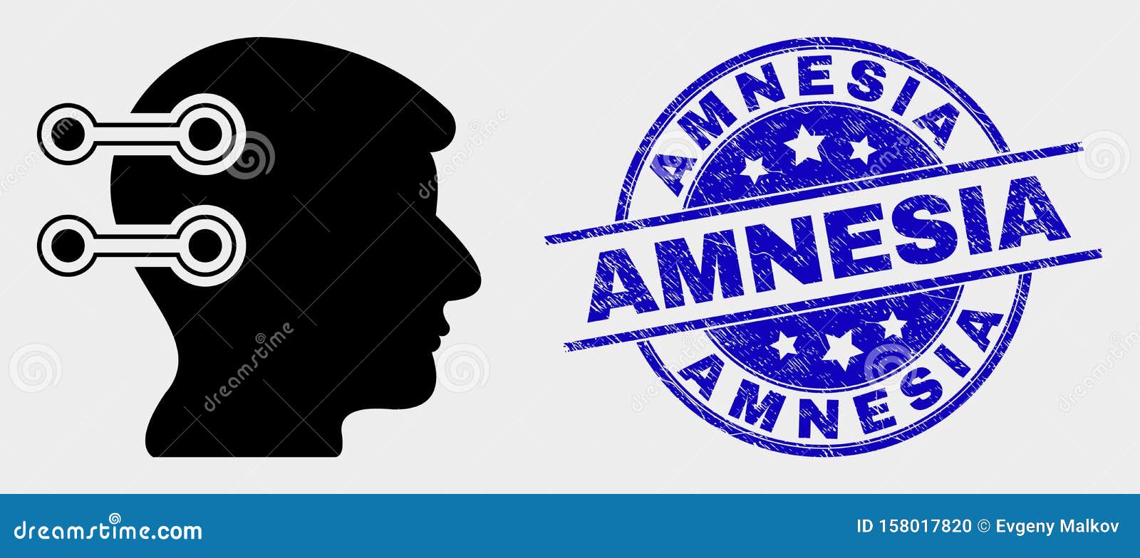Vector Brain Interface Links Icon and Distress Amnesia Stamp Seal Stock ...