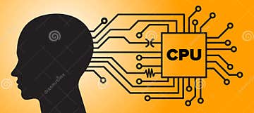 Vector Brain Interfacing with Computer CPU Stock Vector - Illustration ...