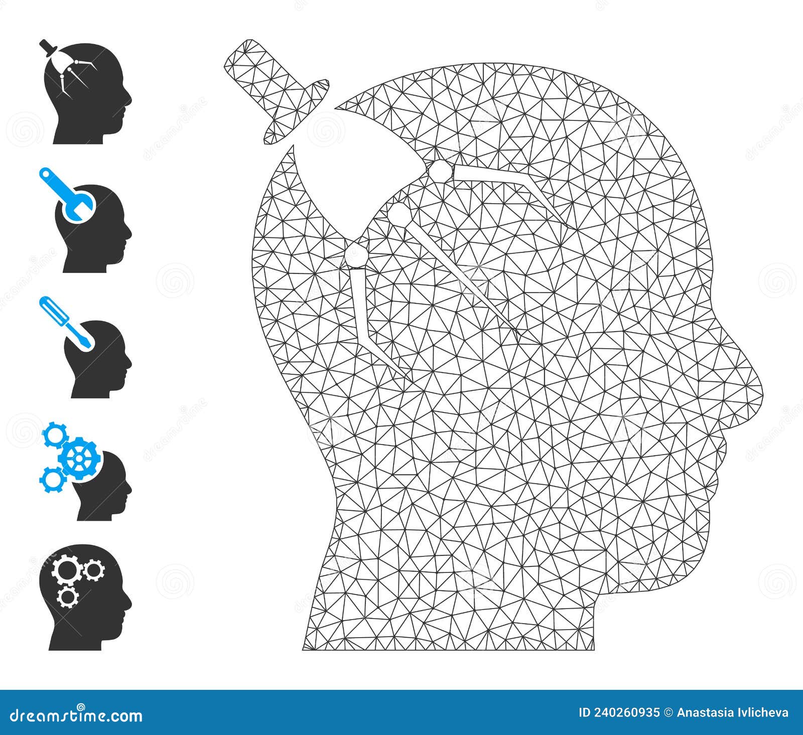 Mesh Network Brain Intruder Icon Stock Vector - Illustration of ...