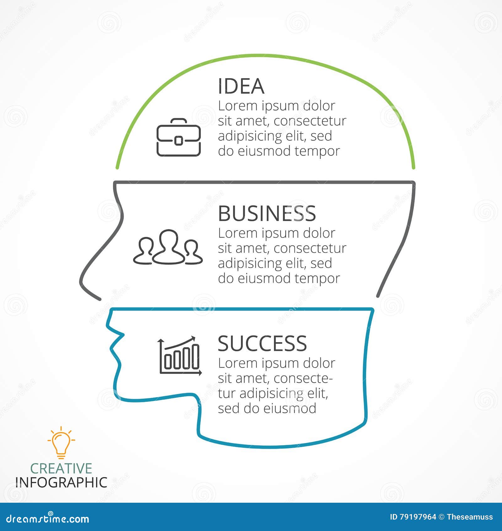 Vector Brain Linear Infographic. Template For Human Head Diagram ...