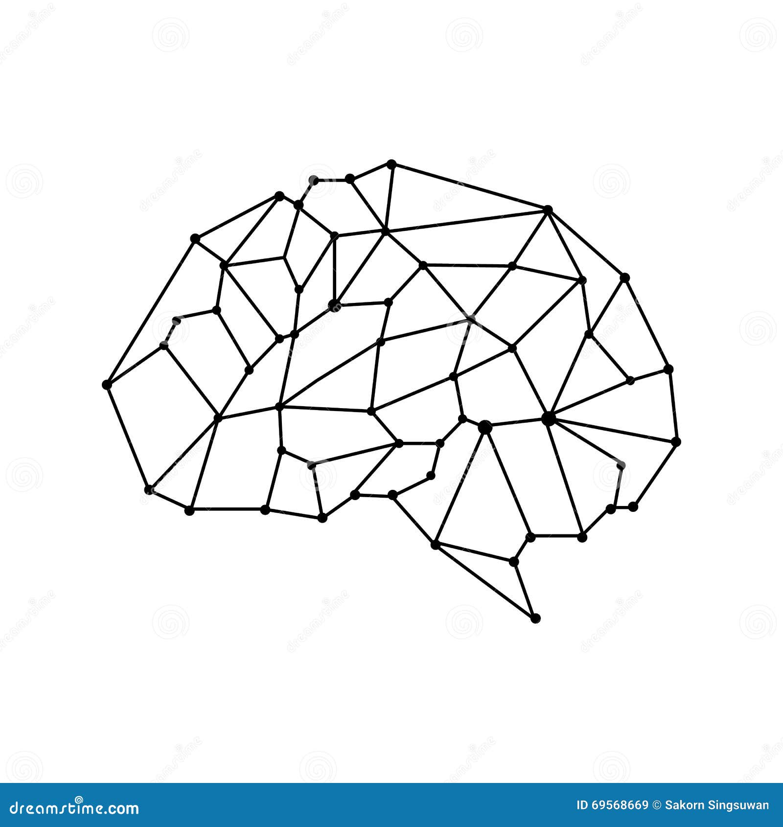Vector Brain Mesh Isolate Background. Illustration Design Stock Vector ...