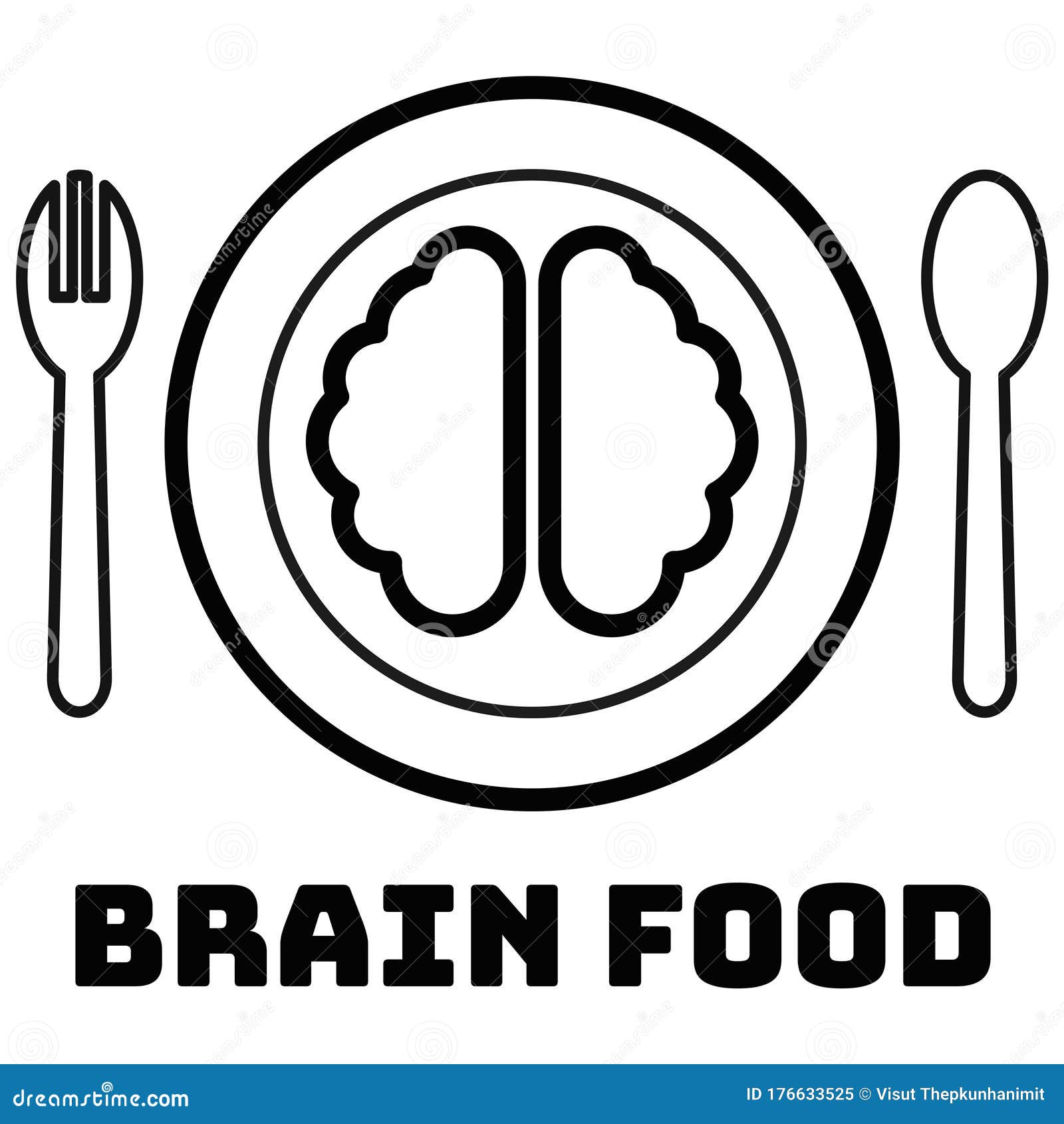 Pop Art Spoon With Brain: Keith Haring Inspired Minimalist Illustration ...