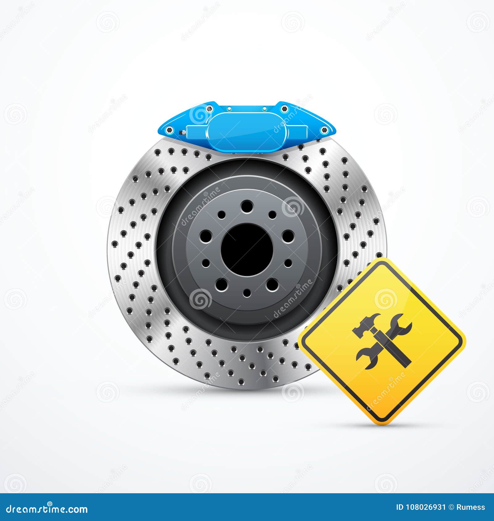 Vector Brake Disc with Service Icon Stock Illustration - Illustration ...