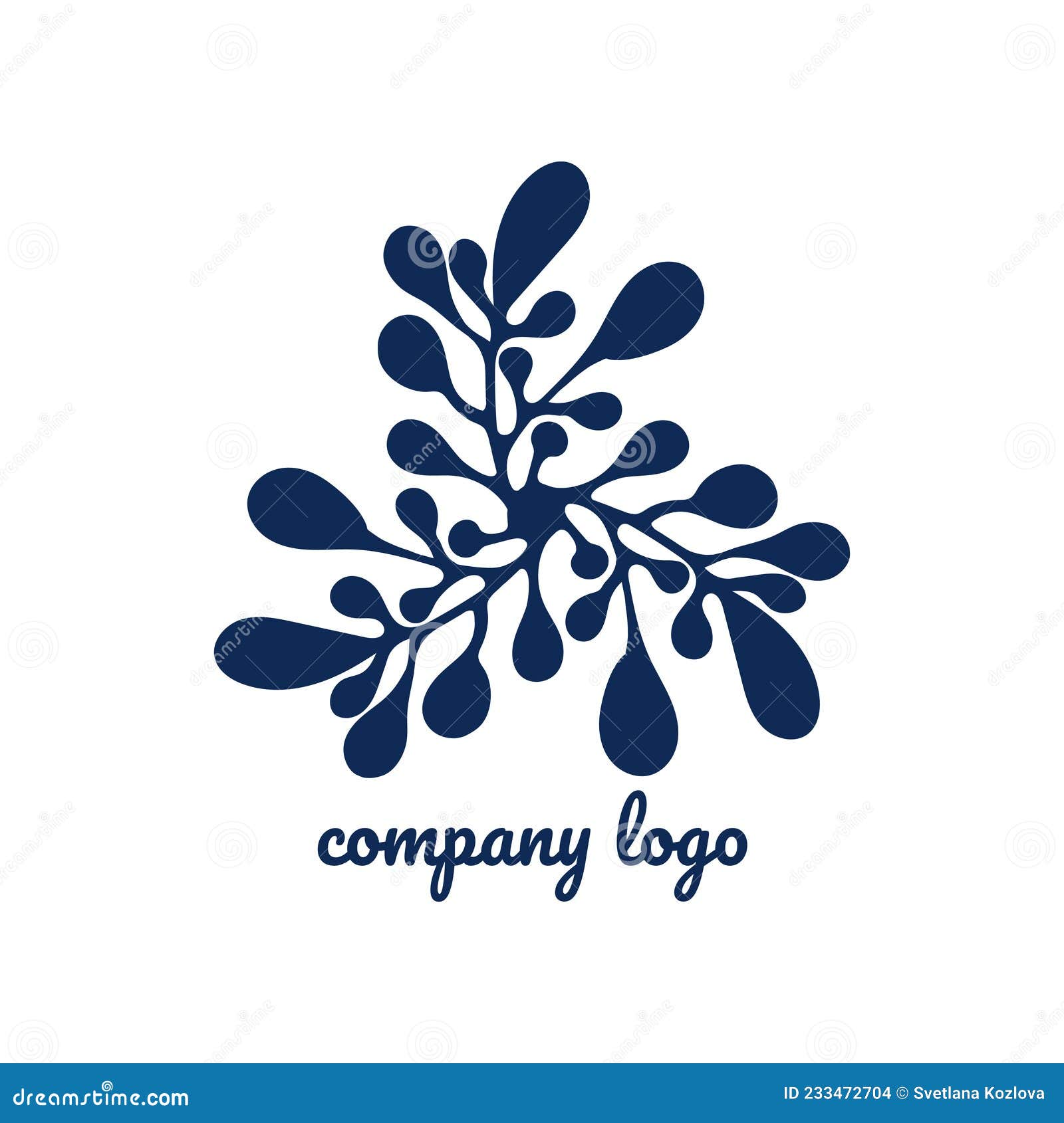 Vector Branch with Leaves, Round Shapes and Solid Color. Abstract ...