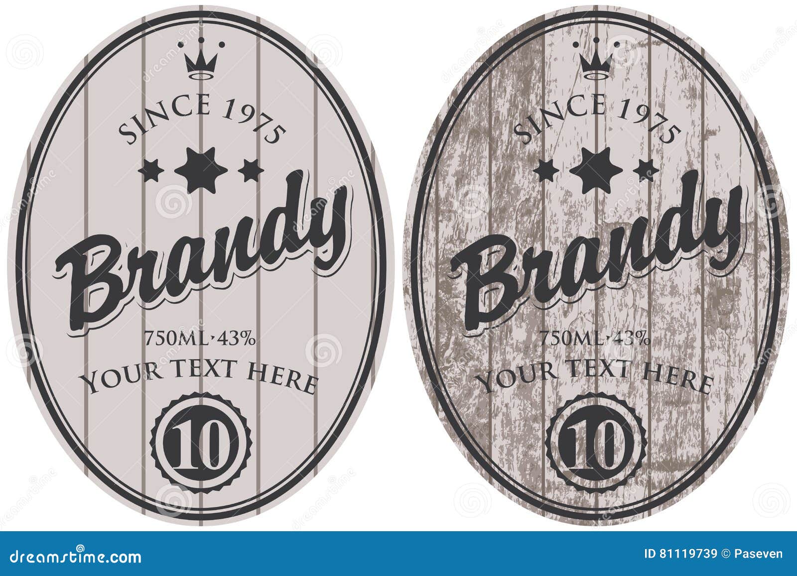 Vector Brandy Label. Glass Bottle Mockup. Brandy Icons, Badges ...