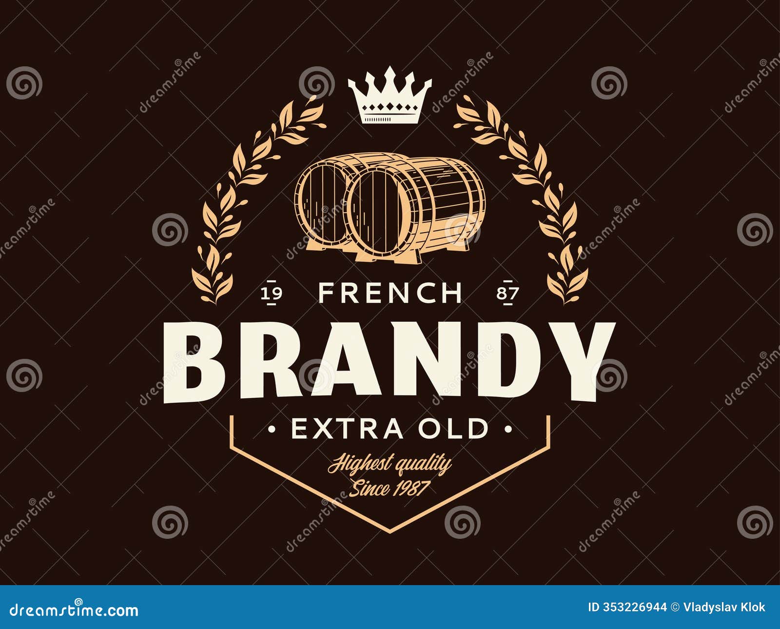 Vector brandy logo stock illustration. Illustration of beverage - 353226944