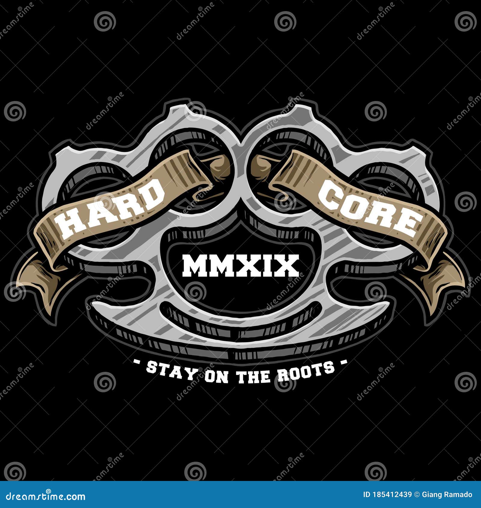 Vector of Brass Knuckle with Ribbon Badge Stock Vector - Illustration ...