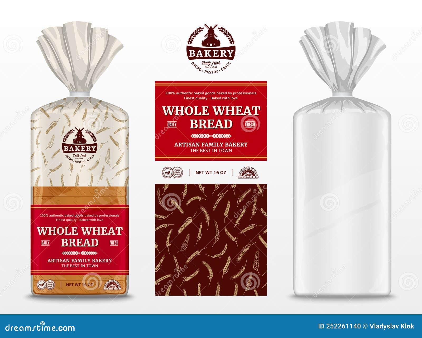 Vector Bread Package Design Template Stock Vector - Illustration of ...