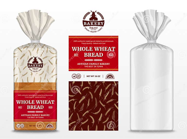 Vector Bread Package Design Template Stock Vector - Illustration of ...