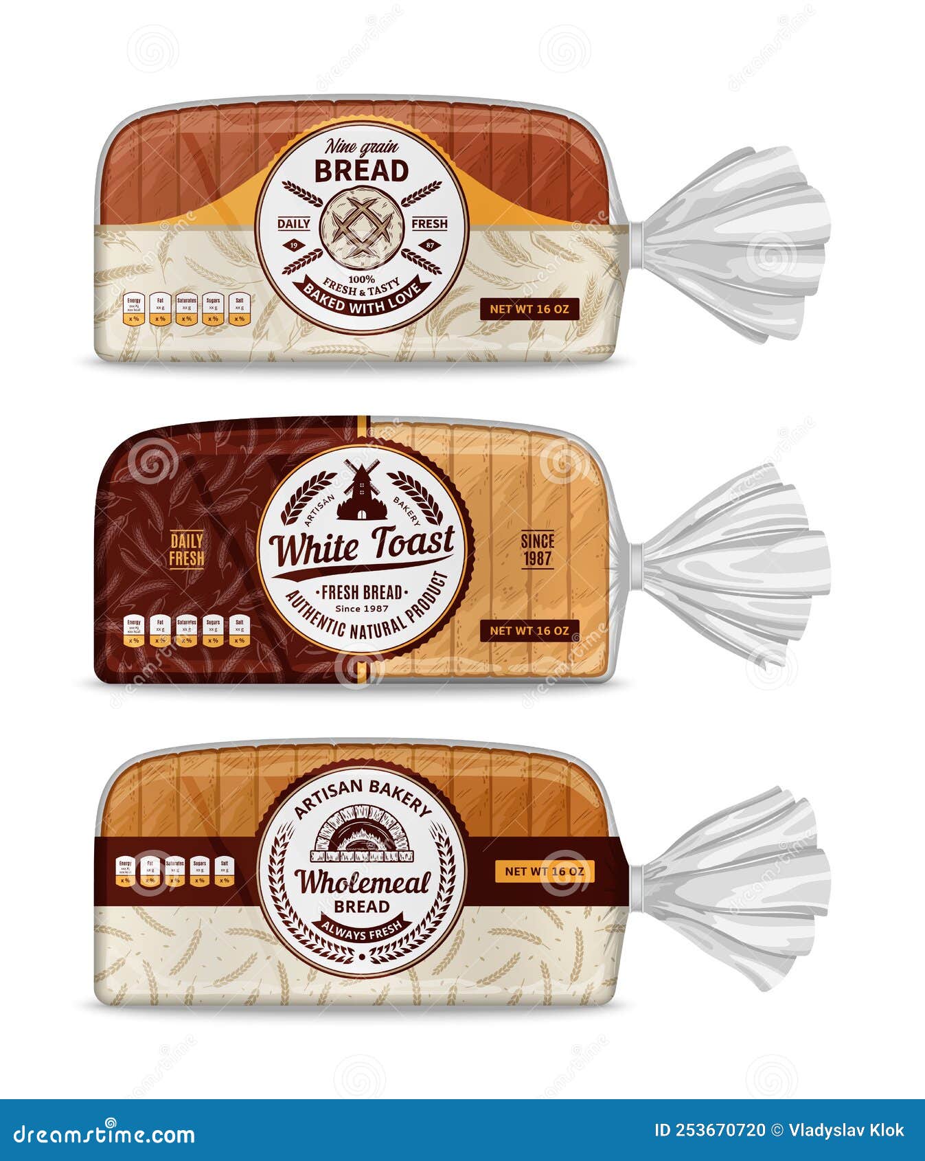 Vector Bread Packaging Design Stock Vector - Illustration of element ...