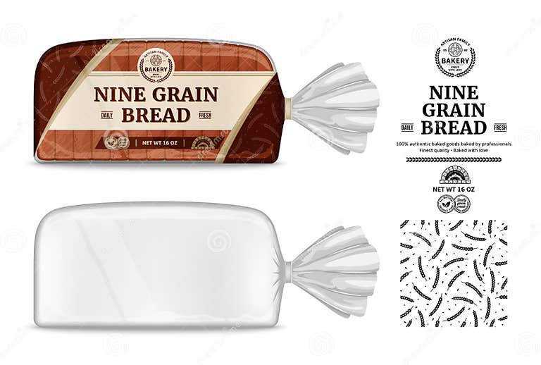 Vector Bread Packaging Design Stock Vector - Illustration of beige ...