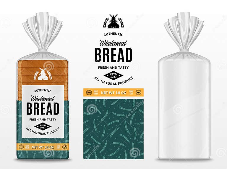 Vector Bread Packaging Design Template Stock Vector - Illustration of food, emblem: 252878216