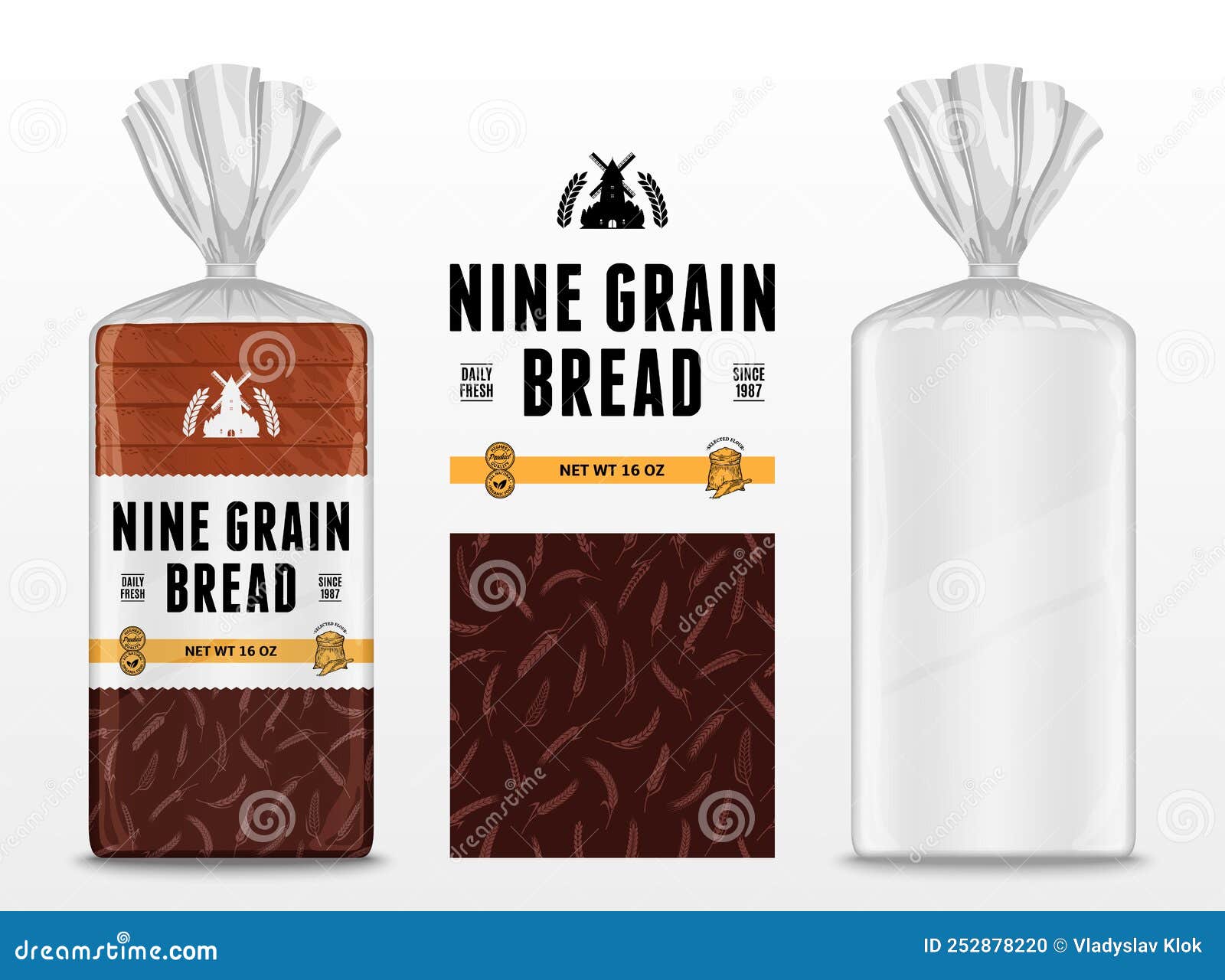 Vector Bread Packaging Design Template Stock Vector - Illustration of ...