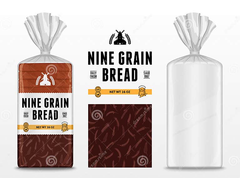 Vector Bread Packaging Design Template Stock Vector - Illustration of ...