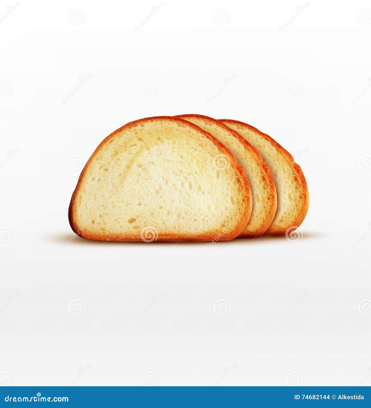 Vector Bread. Pieces of Long Loaf on White Background Stock Photo ...