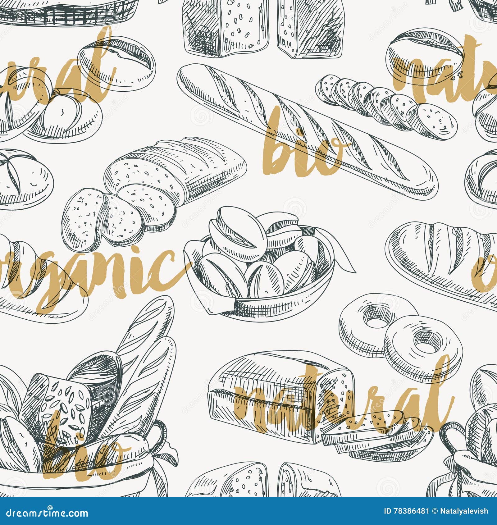 Vector Bread Retro Seamless Pattern Stock Vector - Illustration of ...