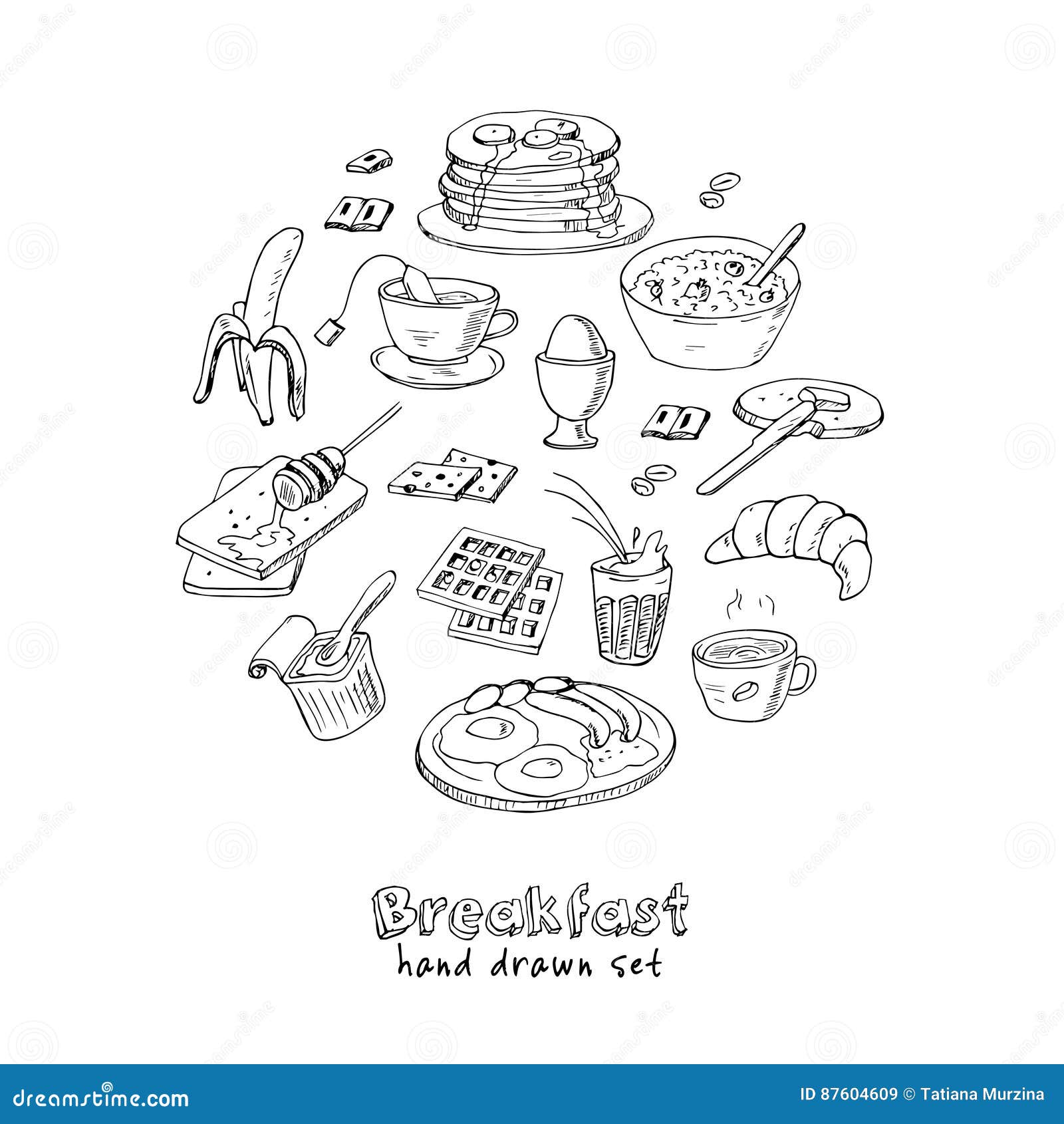 Vector Breakfast and Morning Doodle Set Stock Vector - Illustration of breakfast, healthy: 87604609