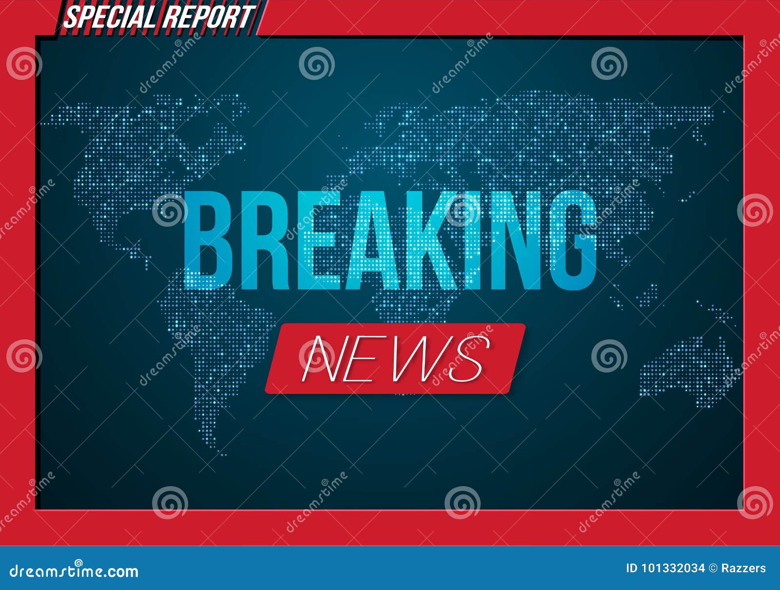 Vector Breaking News Banner. Broadcast News Design Template on Glowing ...