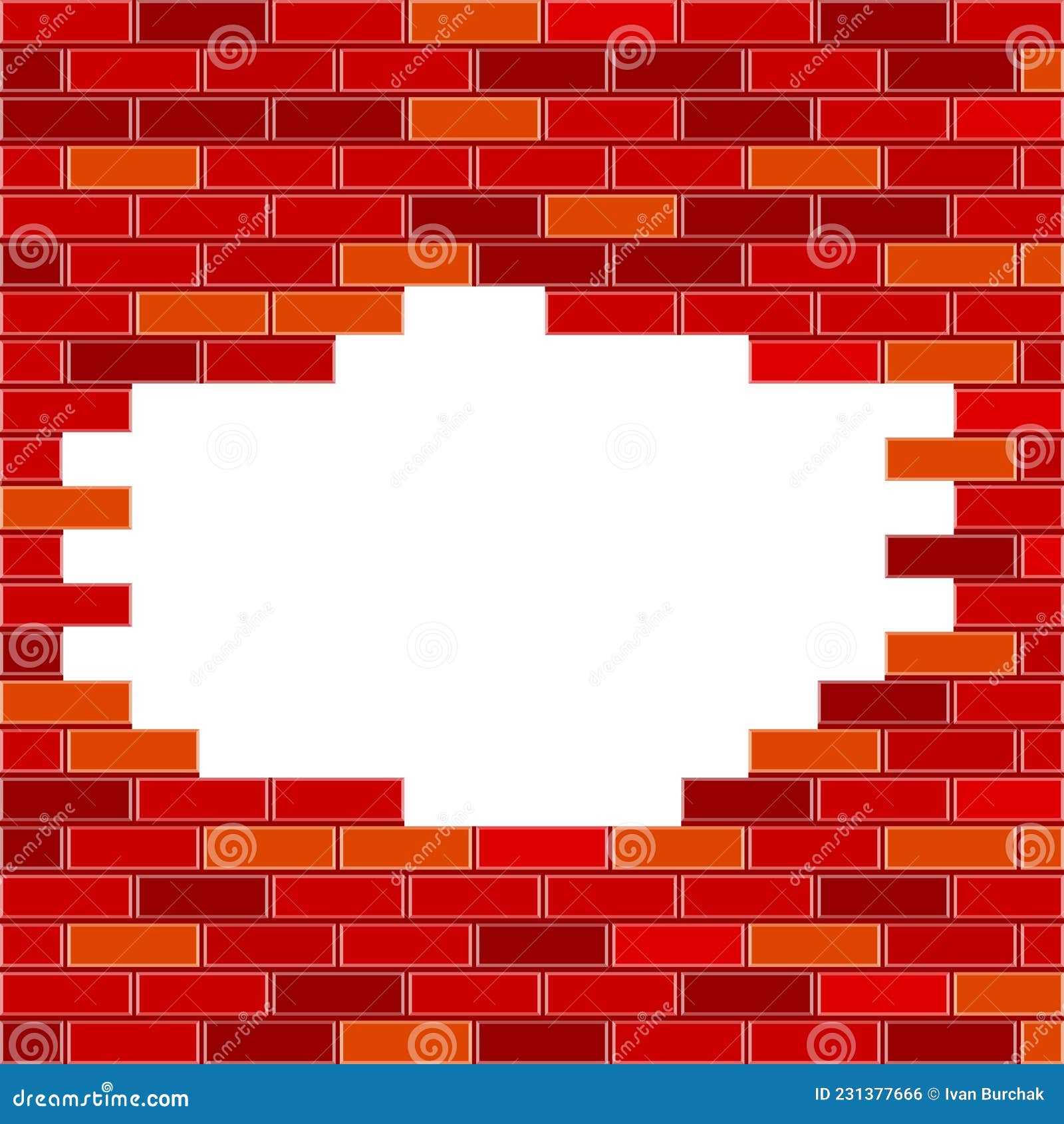 Vector Brick Wall with Hole - Red Stock Vector - Illustration of crack ...