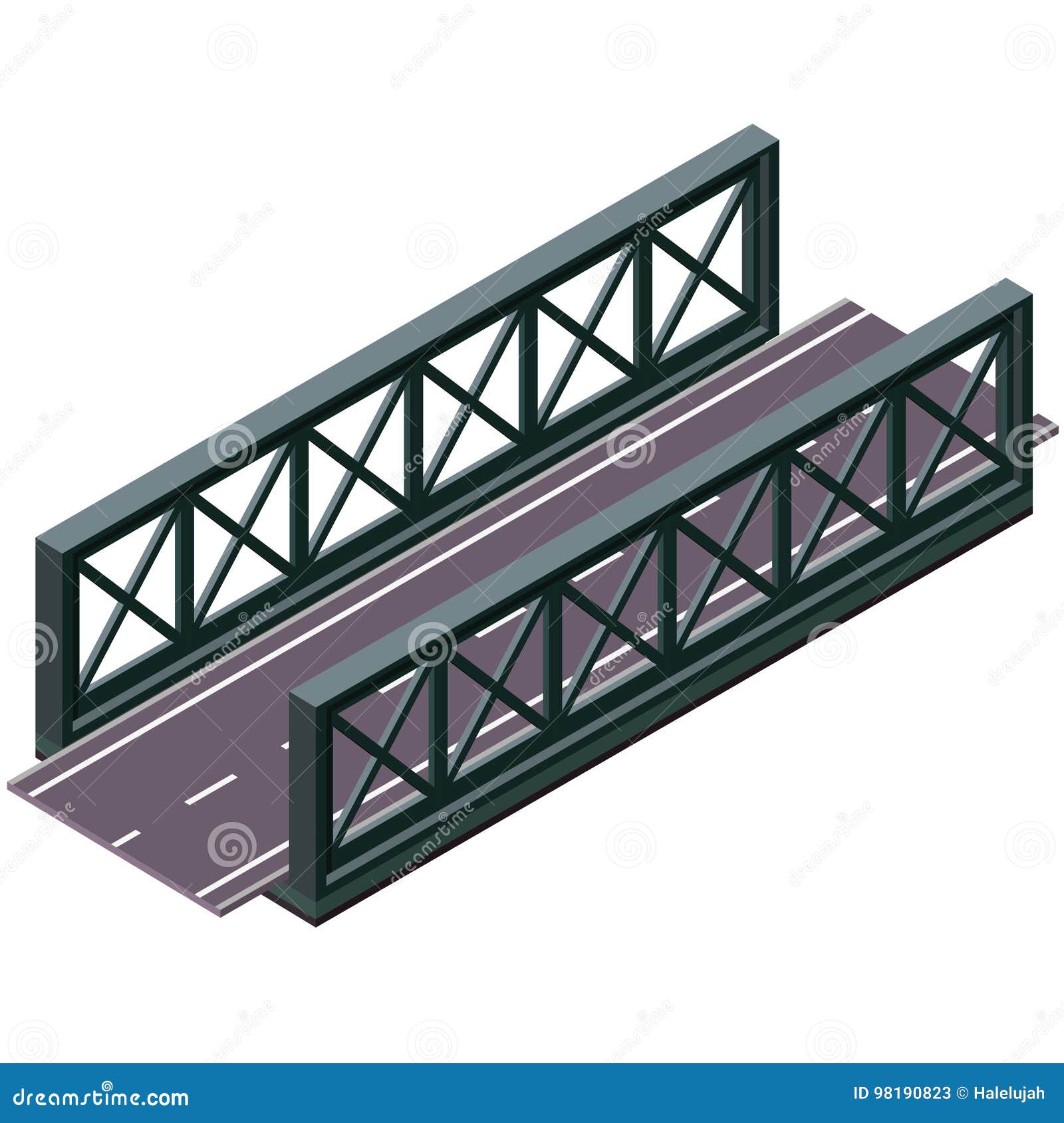 Vector Bridge in Isometric 3d Perspective on White Background, with ...
