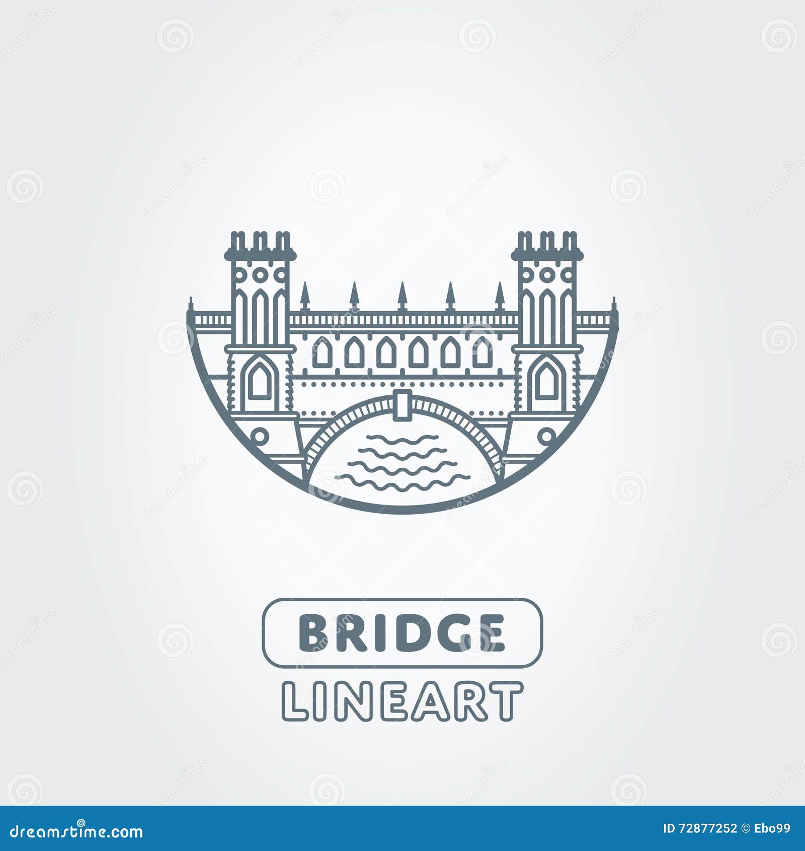 Vector Bridge and River Symbol Stock Vector - Illustration of line ...