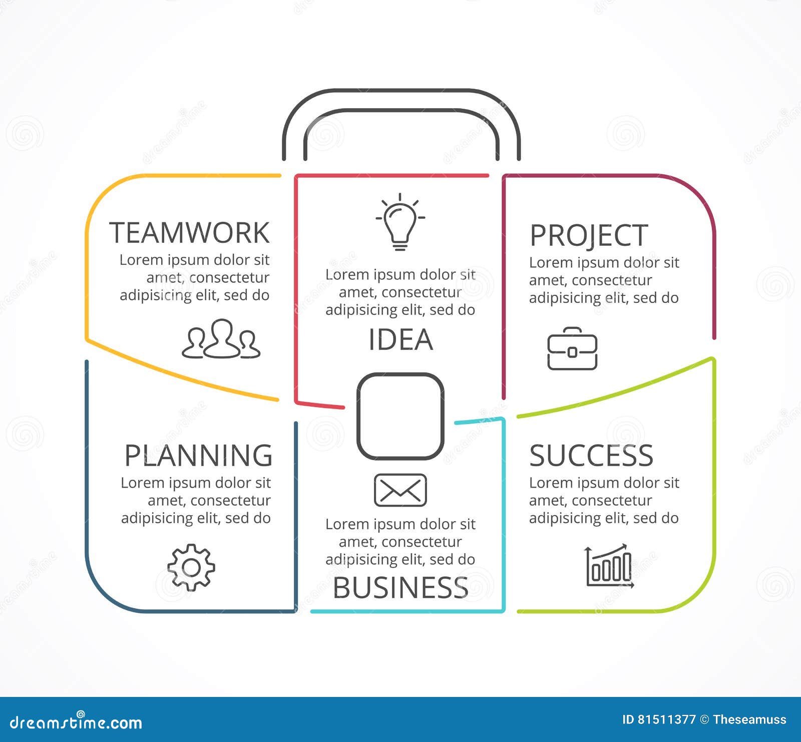 Vector Briefcase Linear Infographic. Template for Bag Diagram, Graph ...