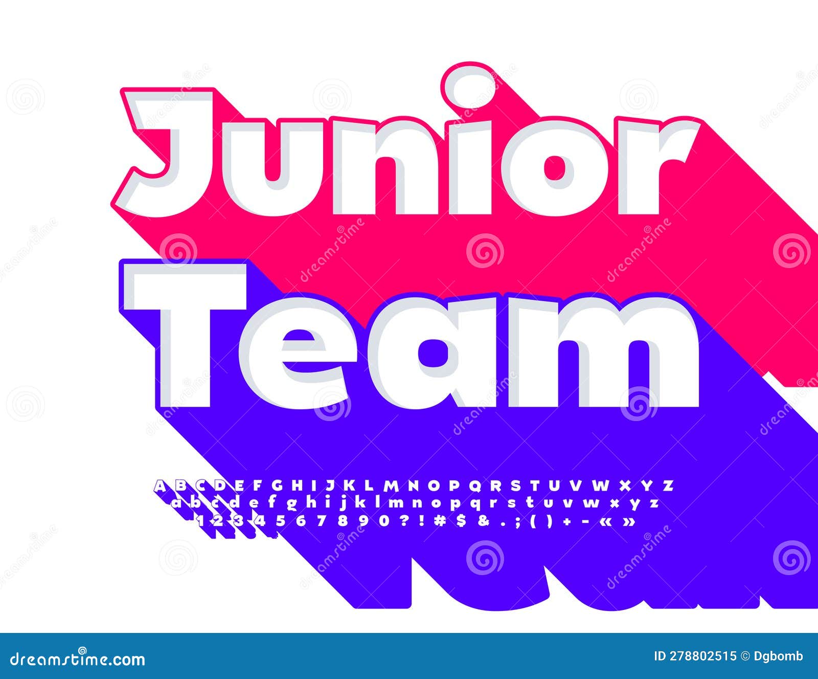 Vector Bright Banner Junior Team. Modern 3D Font with Big Shadow ...