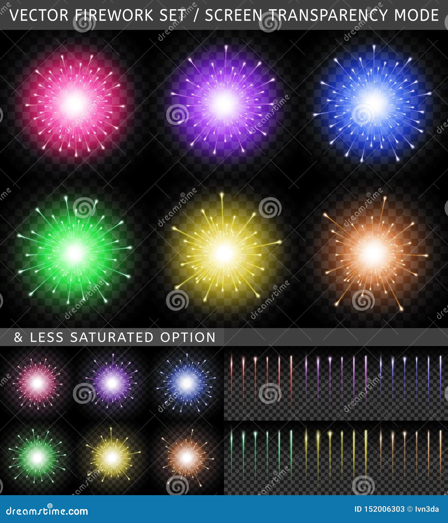Vector Bright Colorful Fireworks of Different Colors Stock Vector ...