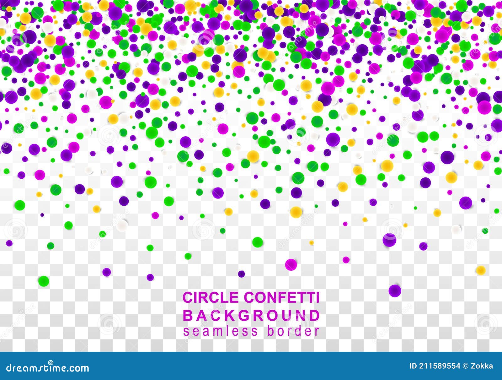 Vector Bright Colorful Seamless Border of Scattered Round Confetti ...