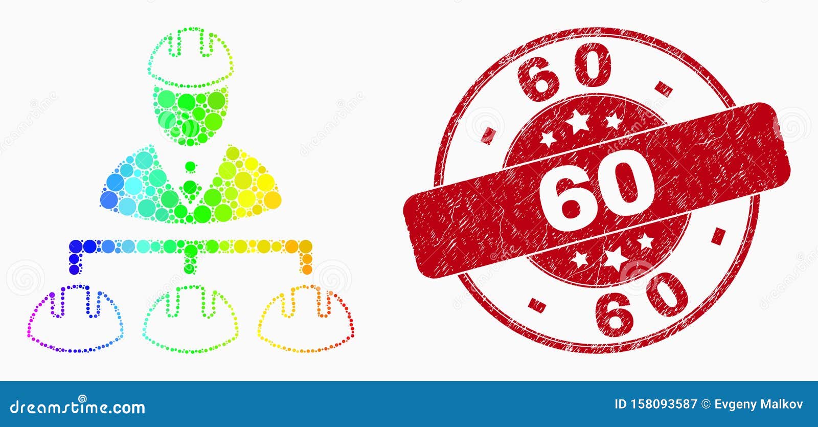 Vector Bright Dotted Engineer Hierarchy Icon and Distress 60 Watermark ...