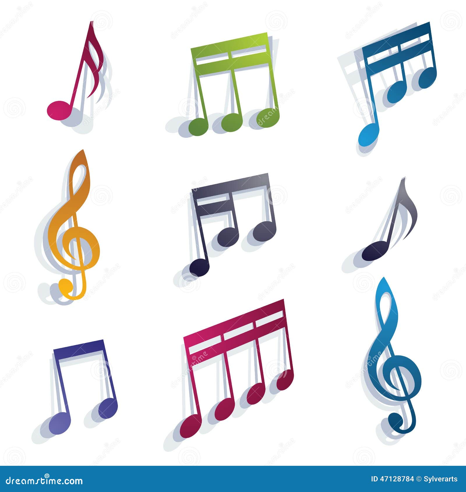 Vector Bright Expressive Jolly Musical Notes and Symbols Isolate Stock ...
