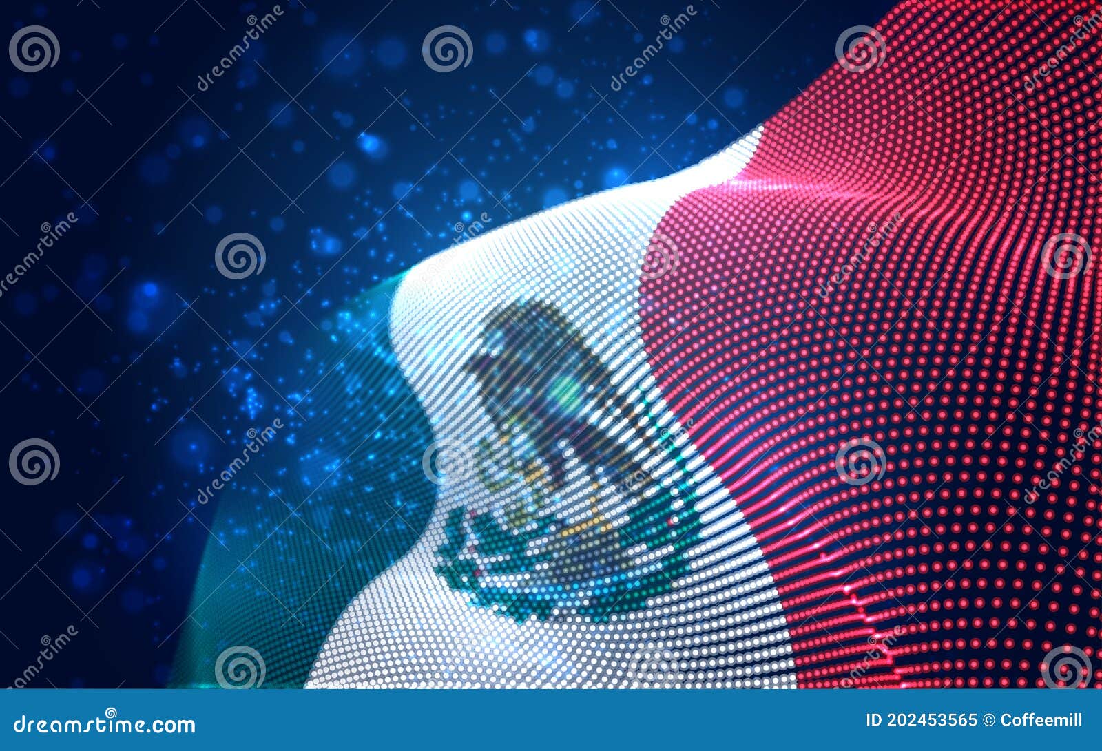 Vector Bright Glowing Country Flag of Abstract Dots. Mexico Stock ...