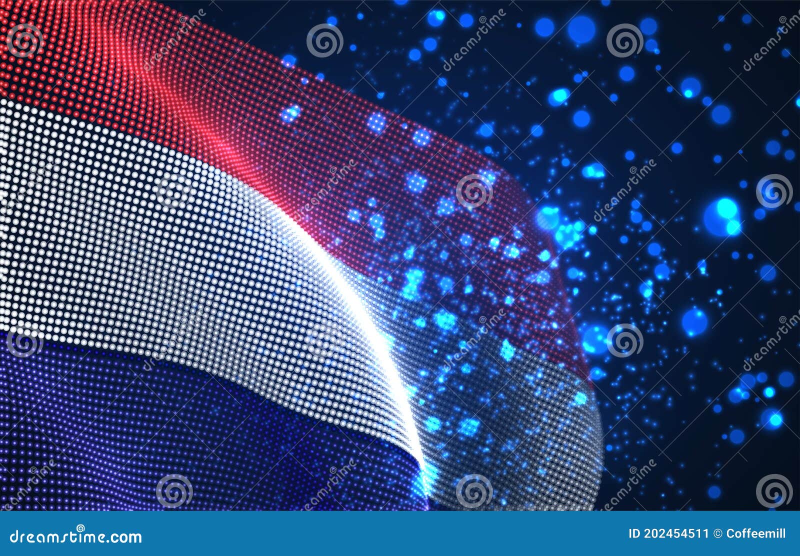 Vector Bright Glowing Country Flag of Abstract Dots. Netherlands ...