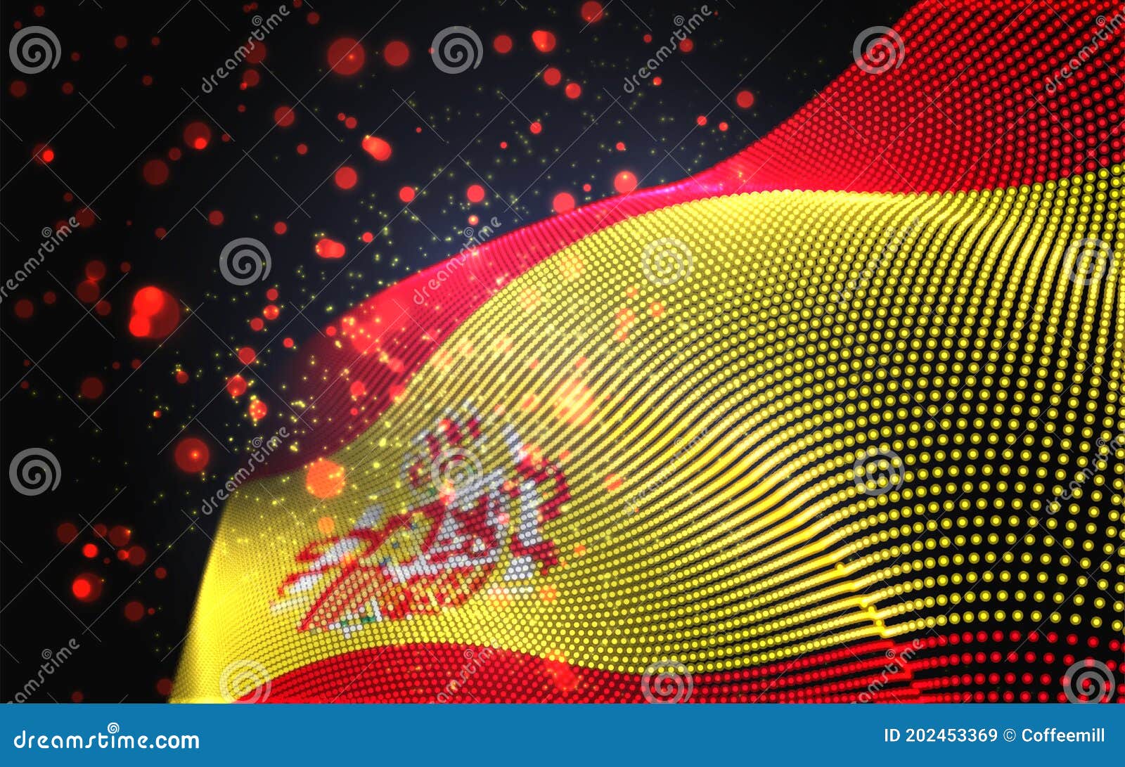 Vector Bright Glowing Country Flag of Abstract Dots.Spain Stock Vector ...