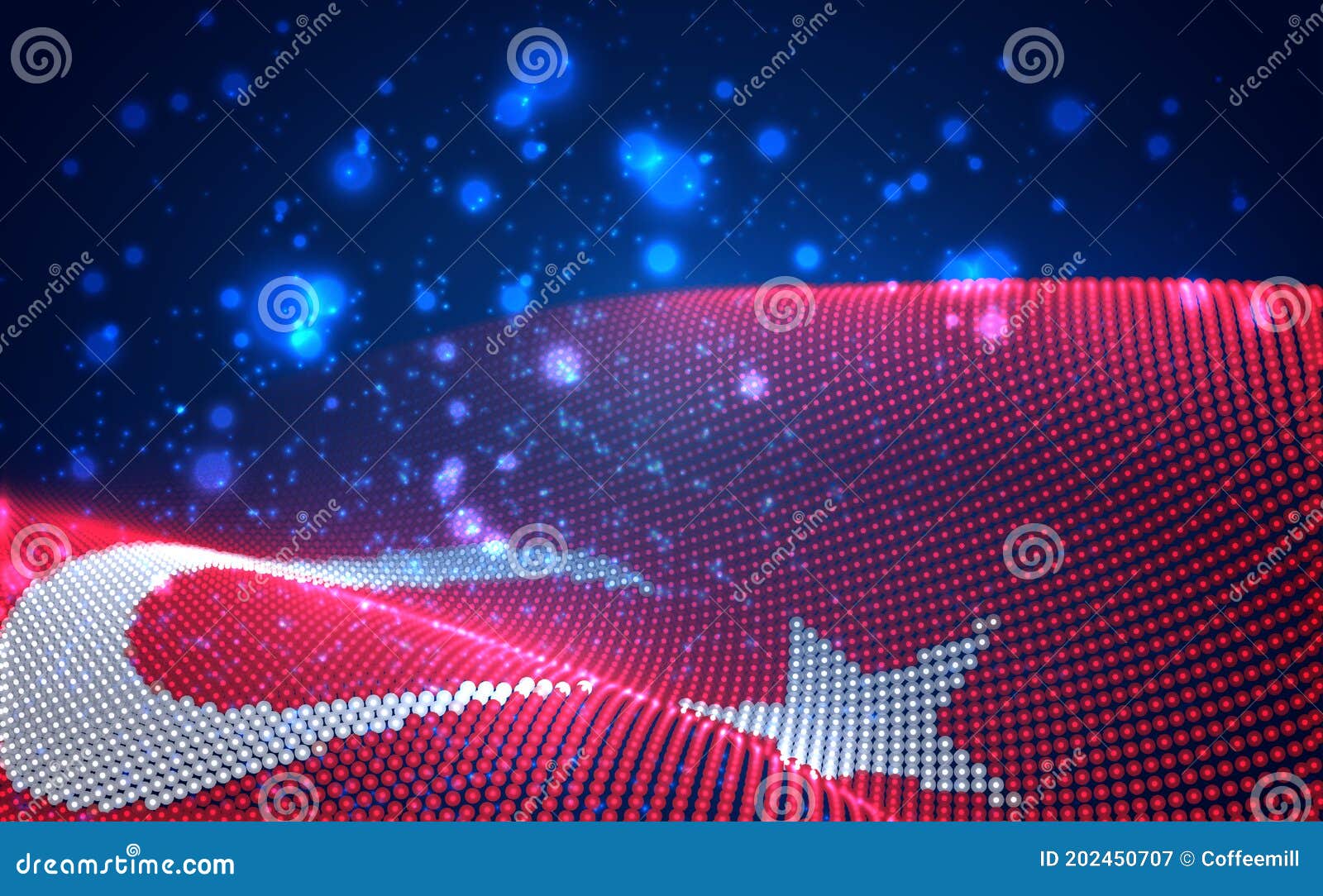 Vector Bright Glowing Country Flag of Abstract Dots. Turkey Stock ...