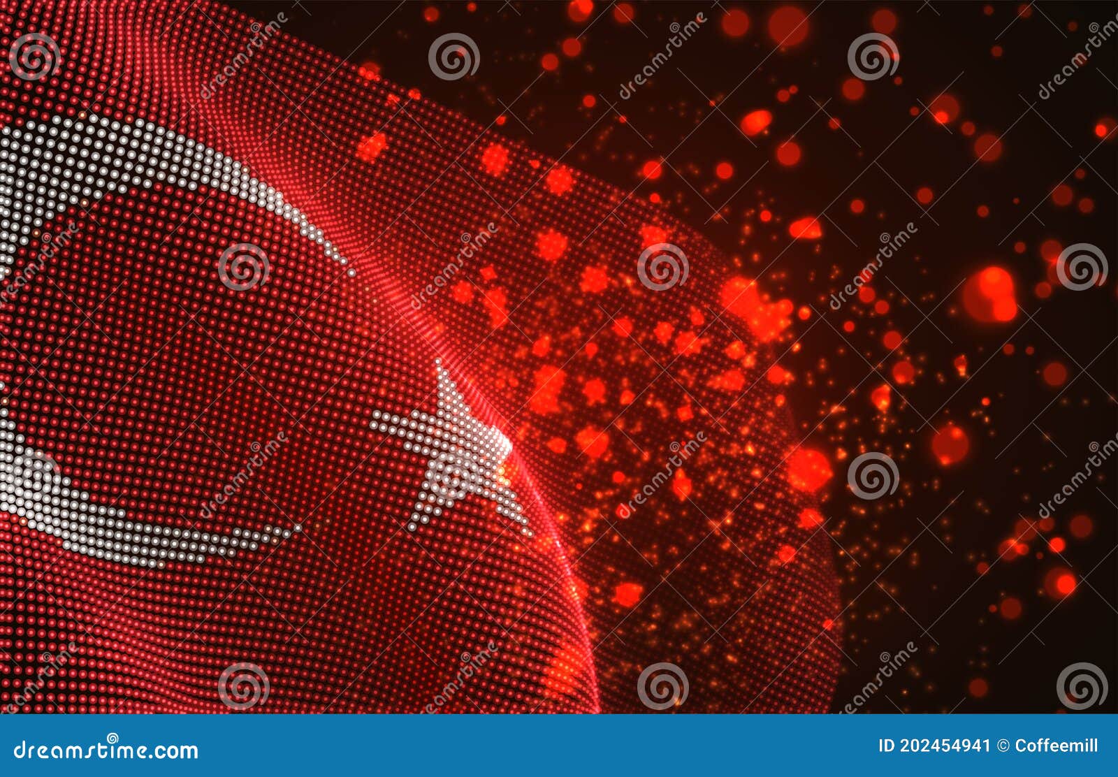 Vector Bright Glowing Country Flag of Abstract Dots. Turkey Stock ...