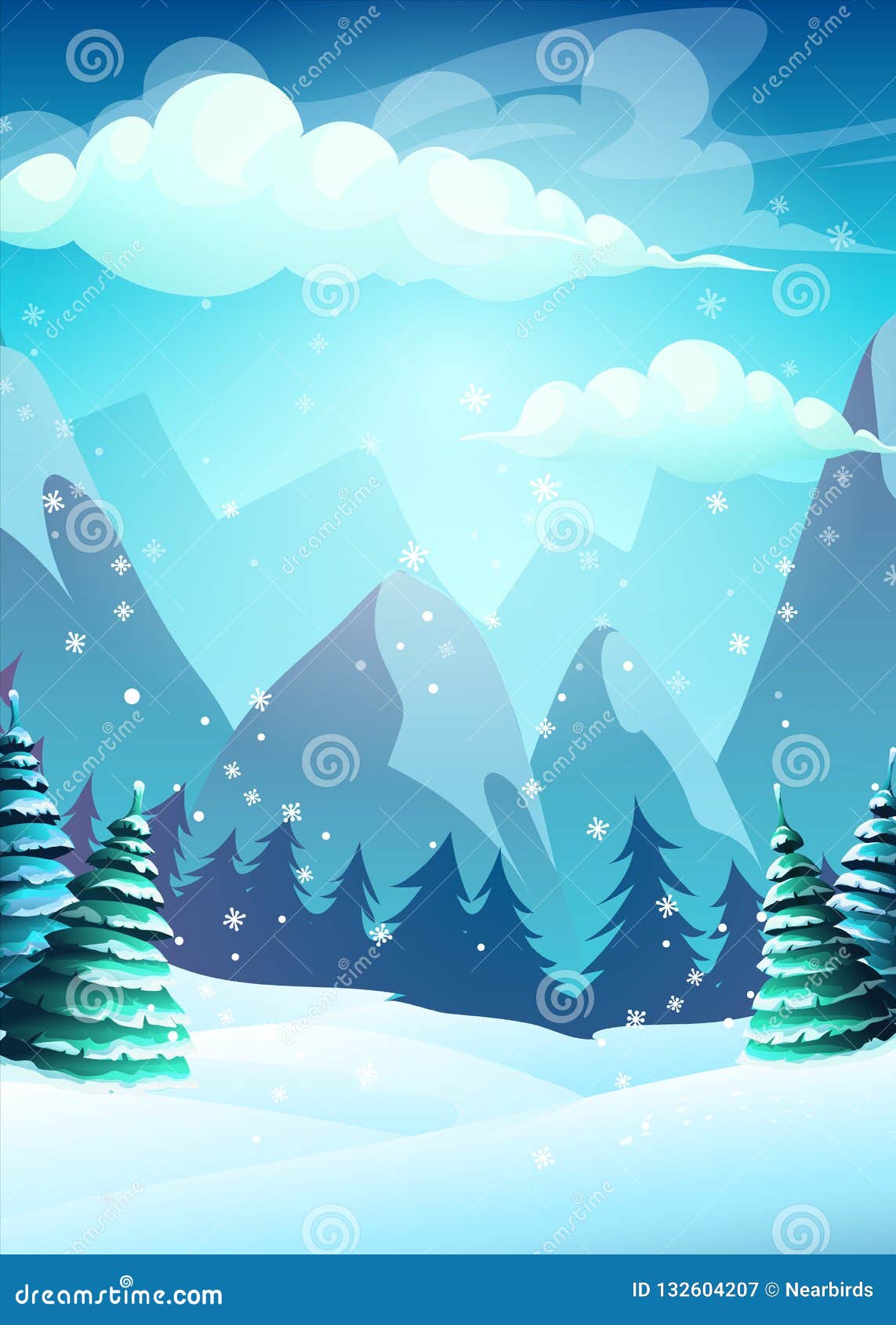 Vector Bright Illustration the Cartoon Winter Landscape Stock Vector ...